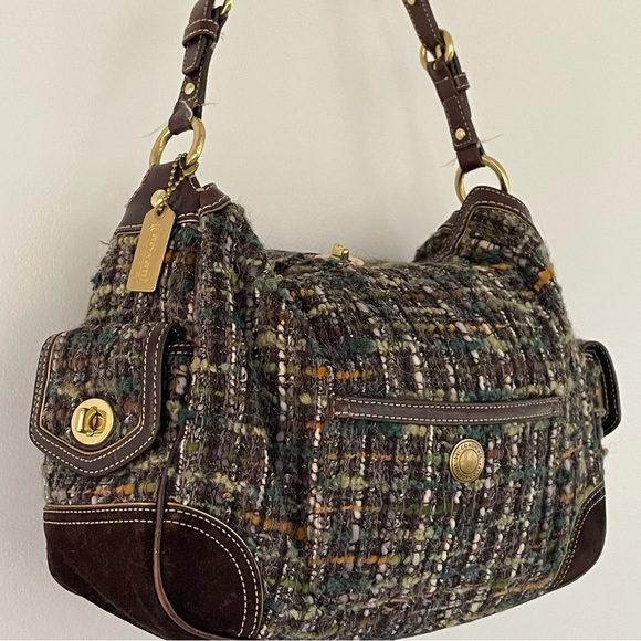 Coach | Bags | Vintage Coach Rare Tweed Leather Turnlock Shoulder Bag ...
